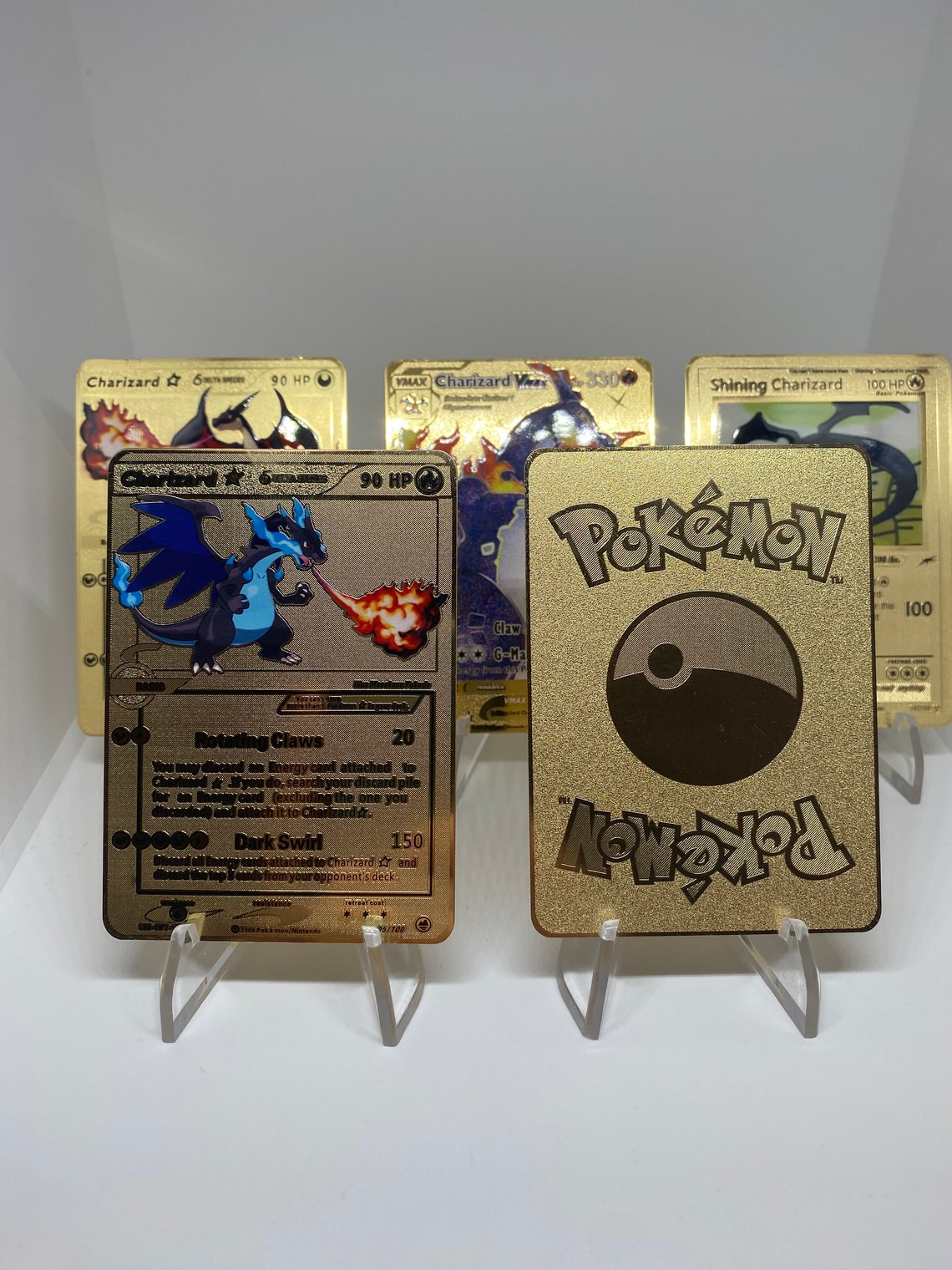 Shiny Charizard 1st Edition Gold Metal Custom Pokemon Card | Etsy