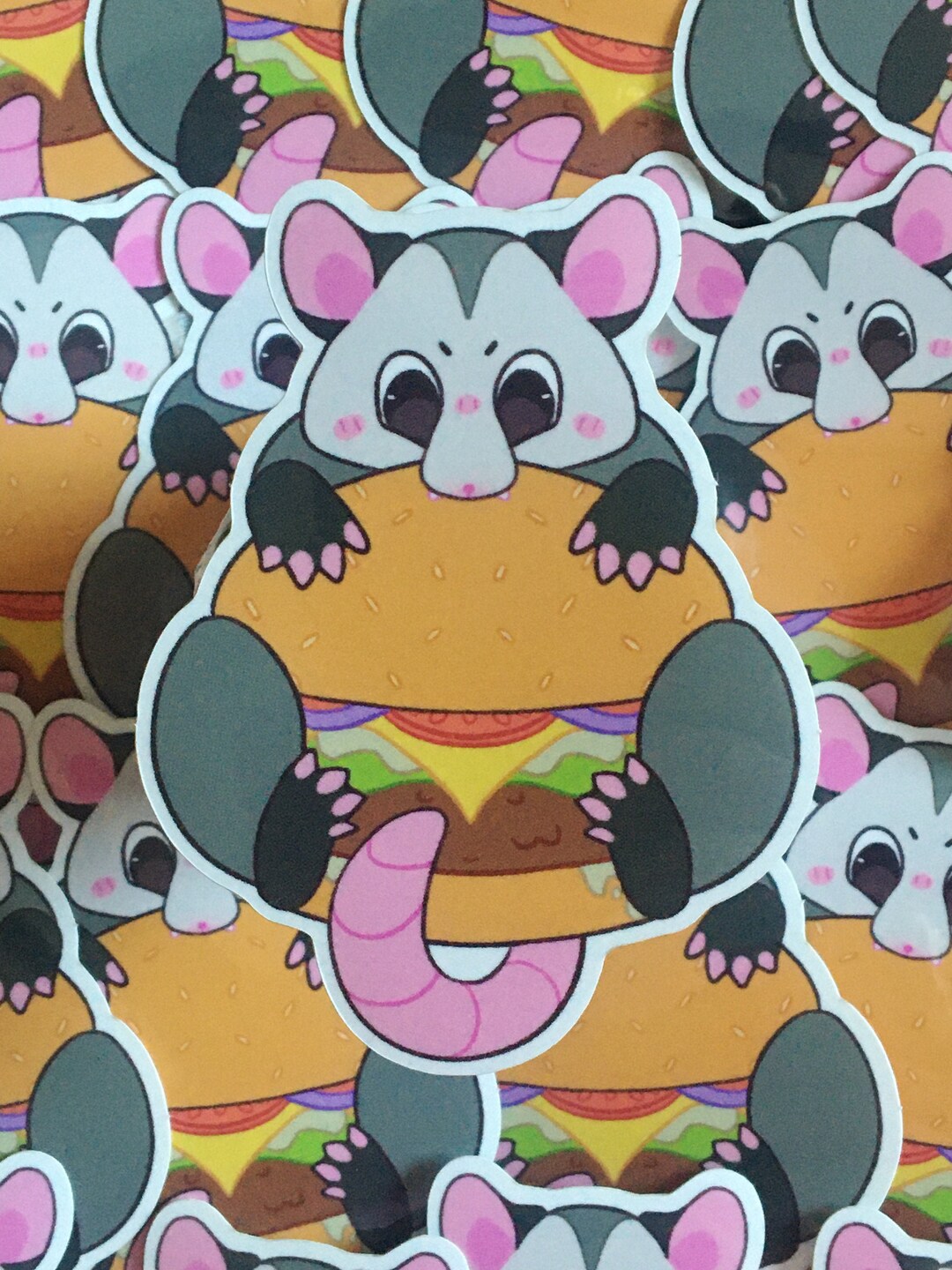 Burger Lovin' Possum Vinyl Sticker 3 Sticker - Etsy