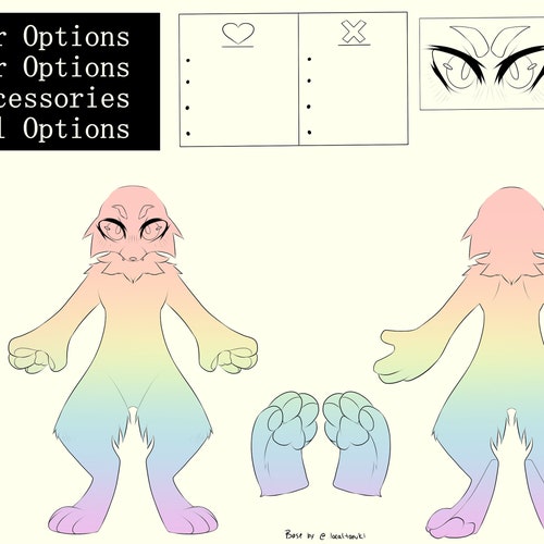 Chibi Anthro Base Base Lineart Animal Base Digital | Etsy