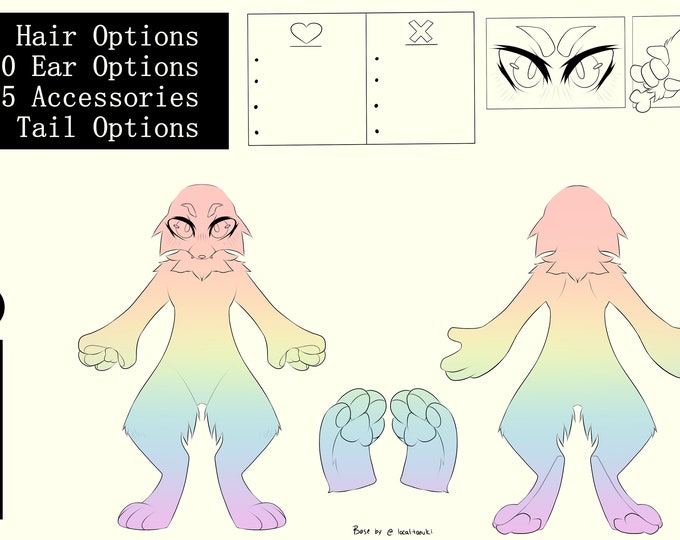 Anthro Base Base Lineart Animal Base Digital Lineart - Etsy