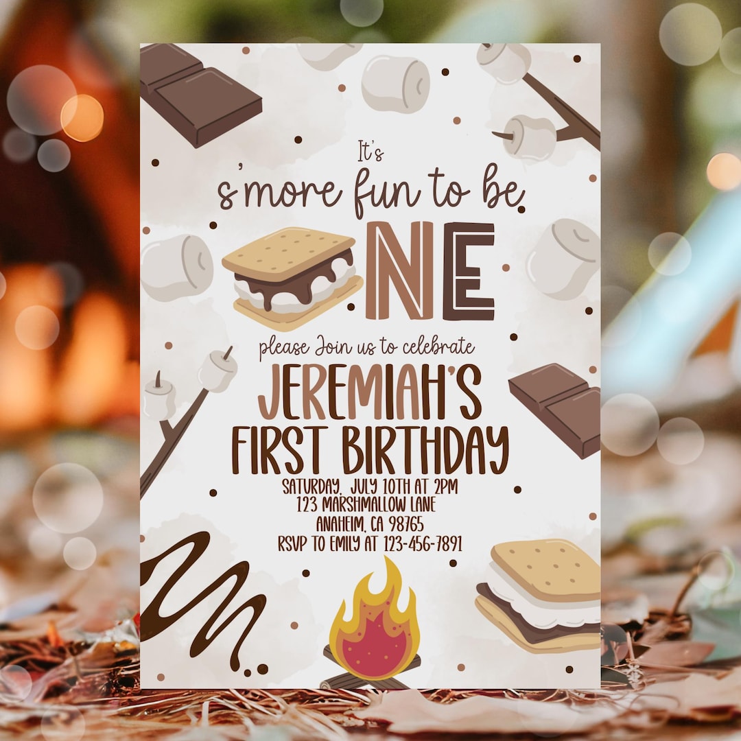 S'mores 1st Birthday Invitation Backyard Camping Smore Fun With Friends ...