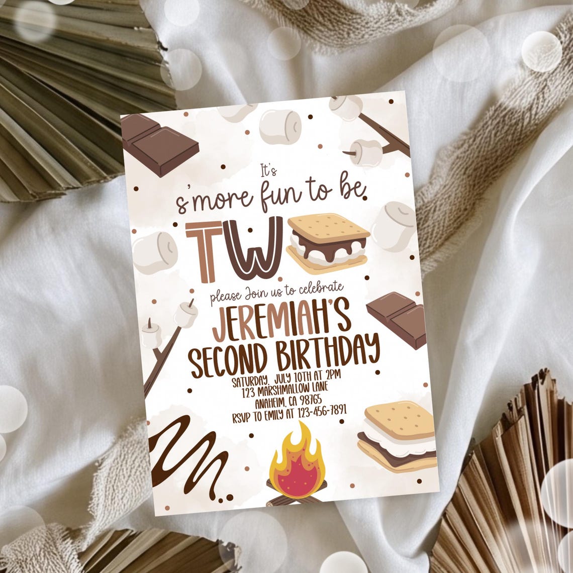 S'mores 2nd Birthday Invitation Backyard Camping Smore Fun With Friends ...