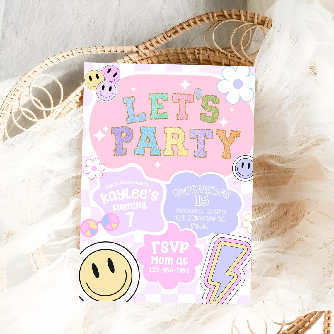 Digital Editable Preppy Patch Letter Invitation | Retro Varsity Patch ...