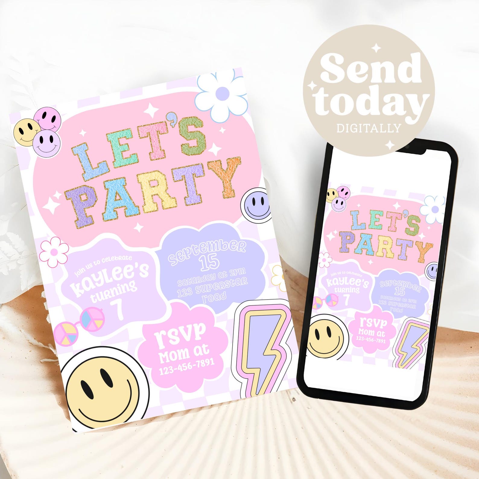 Digital Editable Preppy Patch Letter Invitation | Retro Varsity Patch ...
