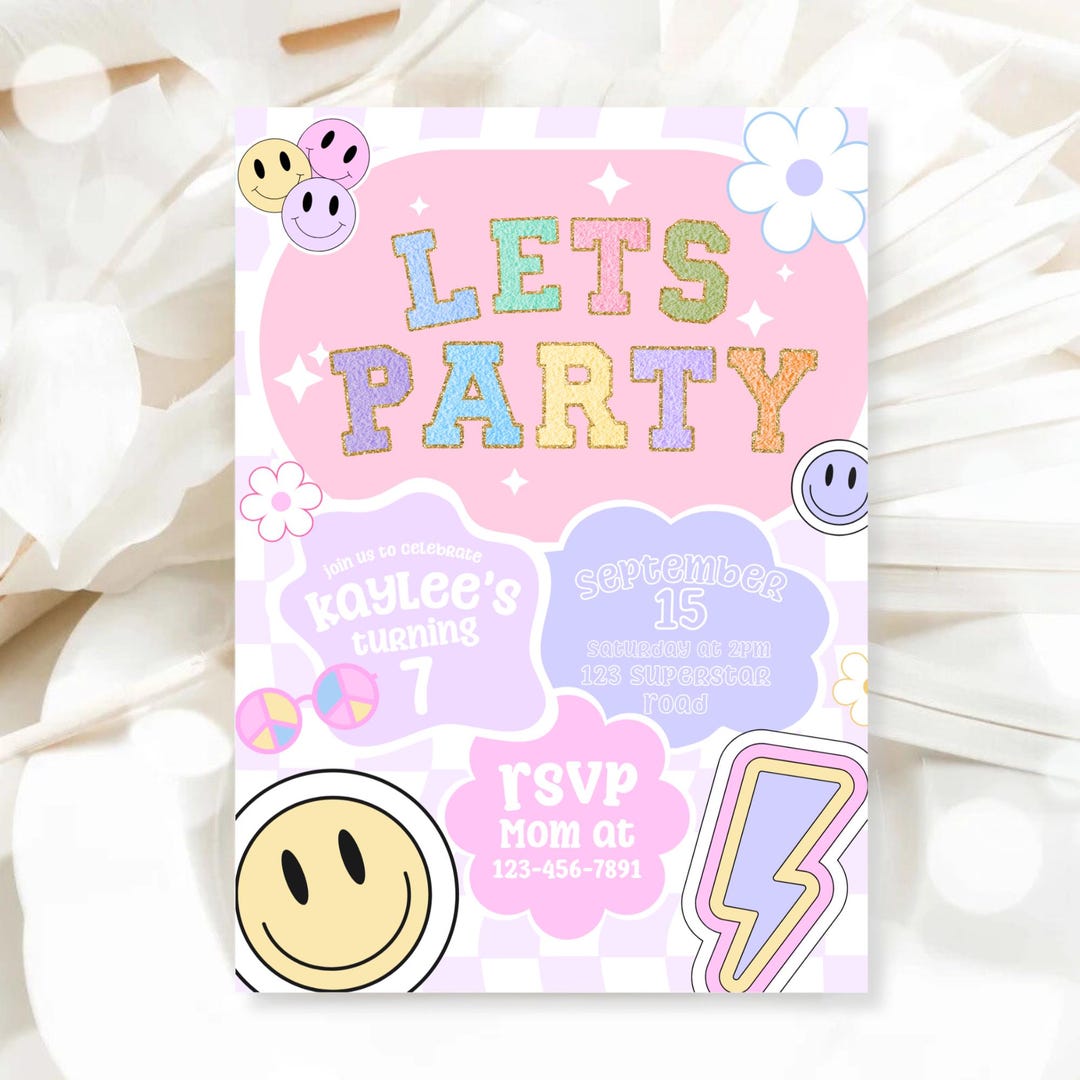 Digital Editable Preppy Patch Letter Invitation | Retro Varsity Patch ...