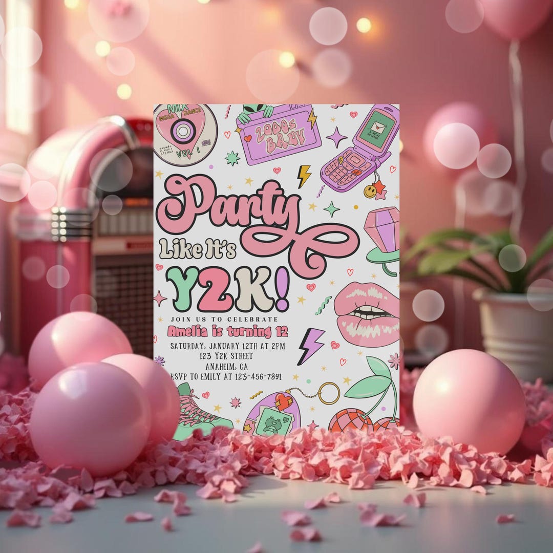 Early 2000s Themed Party Invitation Editable and Printable Y2K Inspired ...