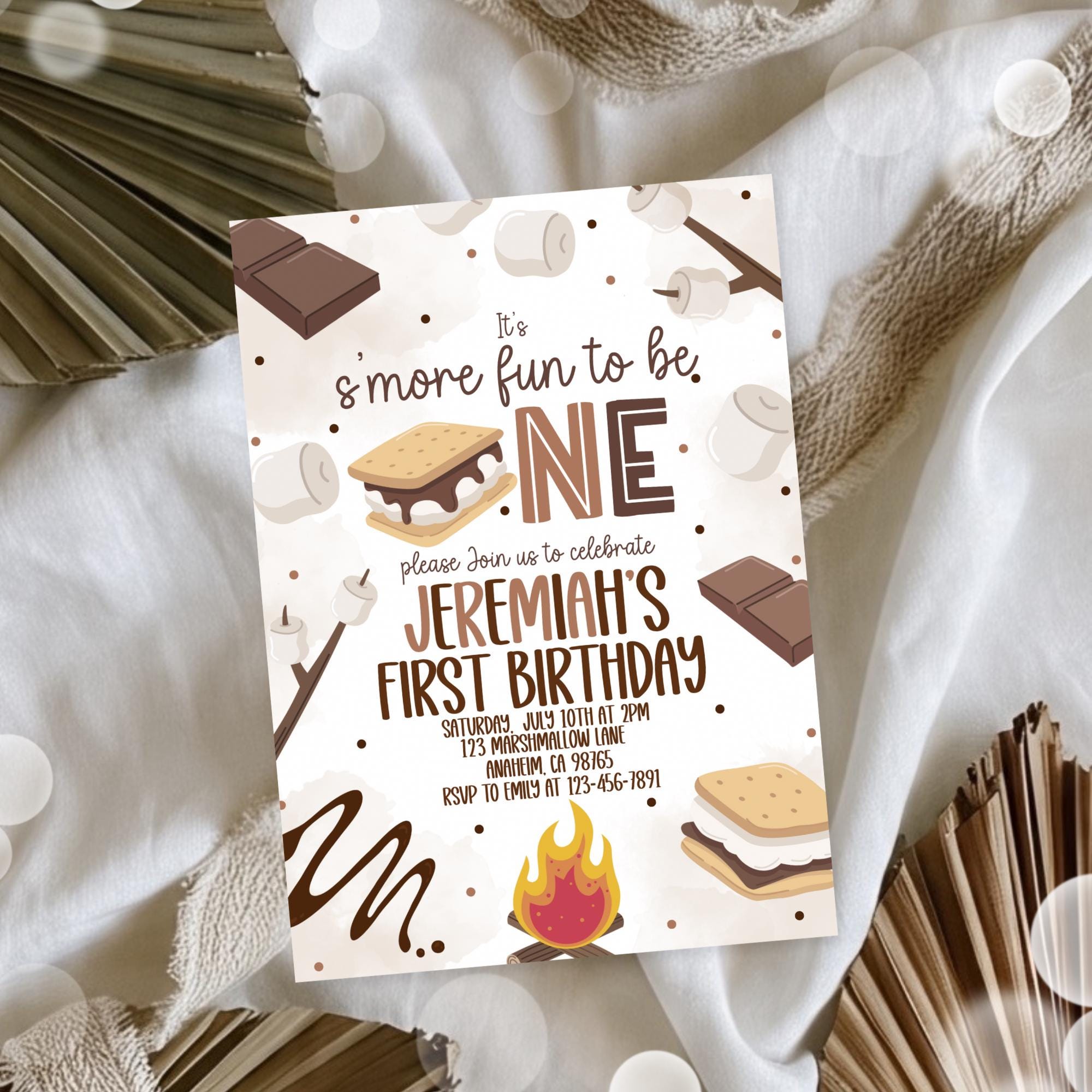 S'mores 1st Birthday Invitation Backyard Camping Smore Fun With Friends ...