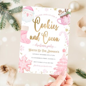 Editable Christmas Party Invitation Festive Cocoa and Cookies Holiday ...