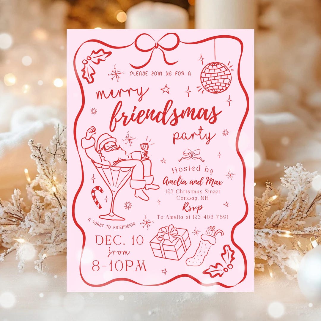 Editable Friendsmas Christmas Party Invitation | Friends Night ...