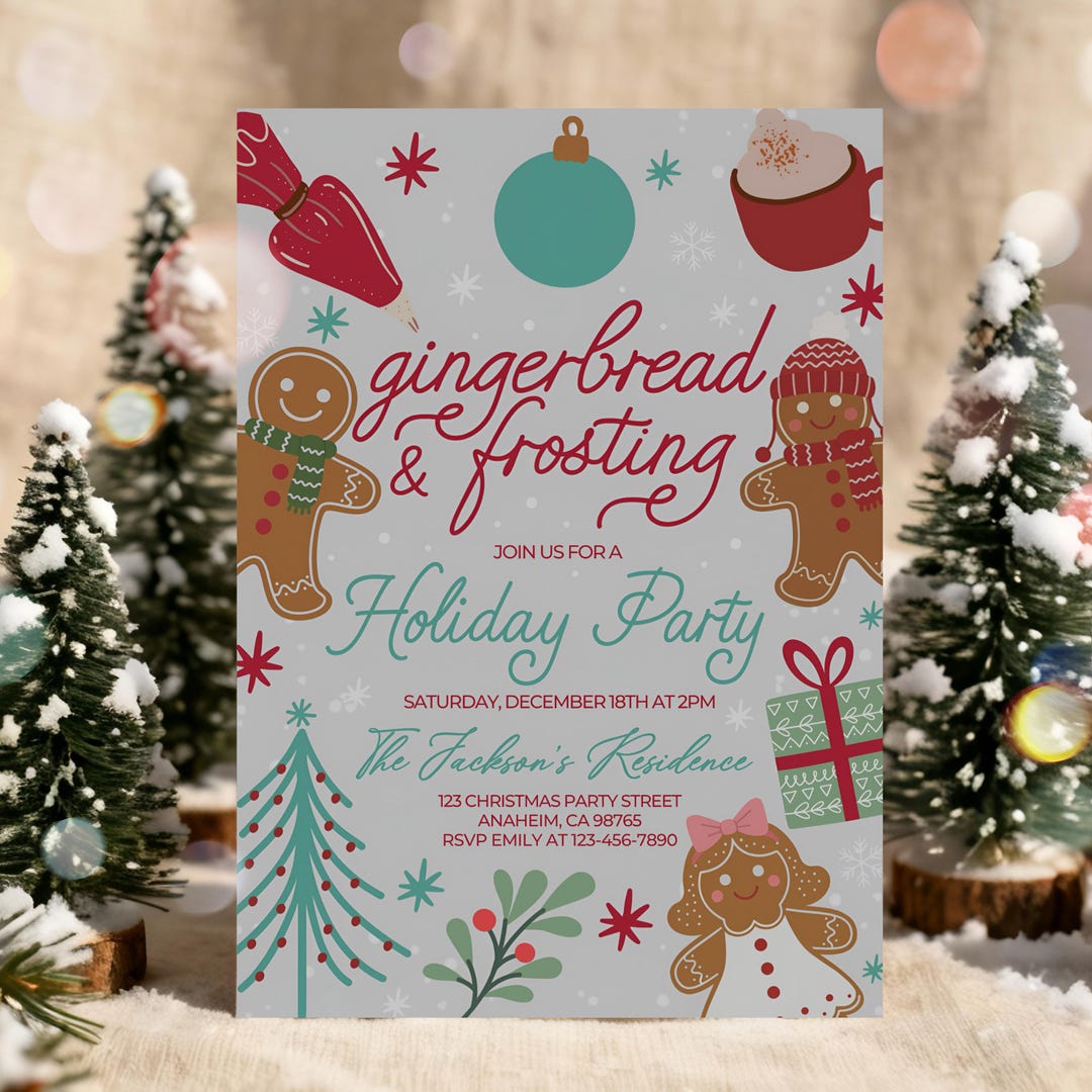 Gingerbread House Decorating Party Invite Template Printable Family ...
