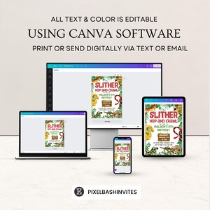 Editable Reptile Birthday Invitation | Slither, Hop and Crawl Invite ...