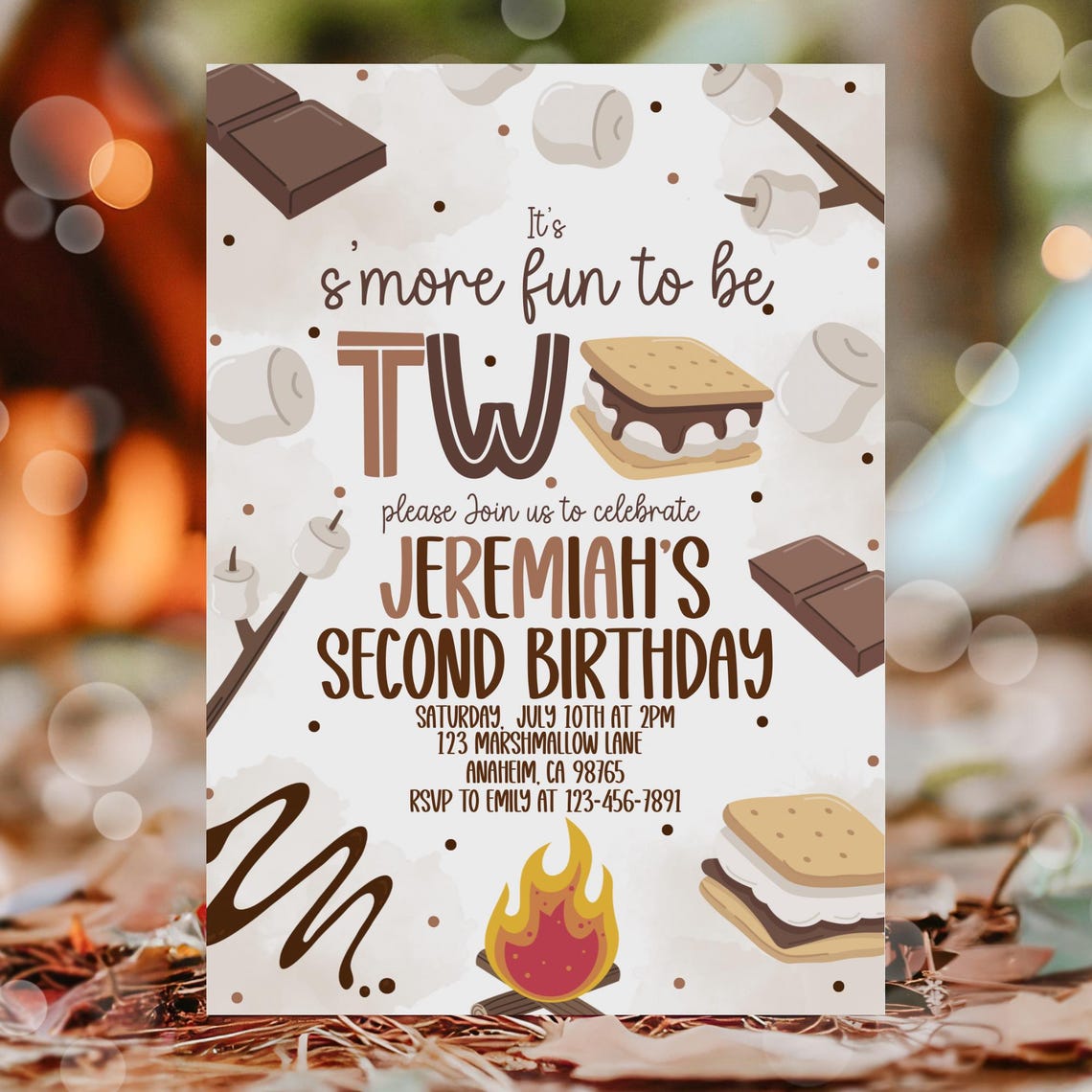 S'mores 2nd Birthday Invitation Backyard Camping Smore Fun With Friends ...