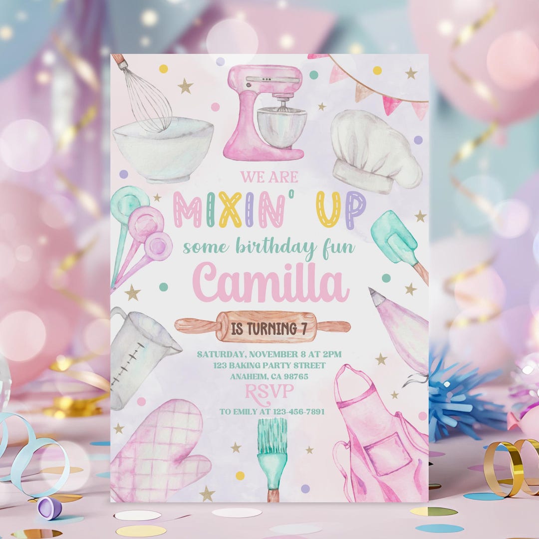 Editable Baking Birthday Party Invitation Baking Party Invite Cooking ...