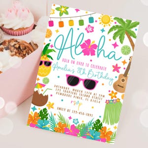 Editable Any Age Hula on Over Pineapple Birthday Invitation | Girl ...