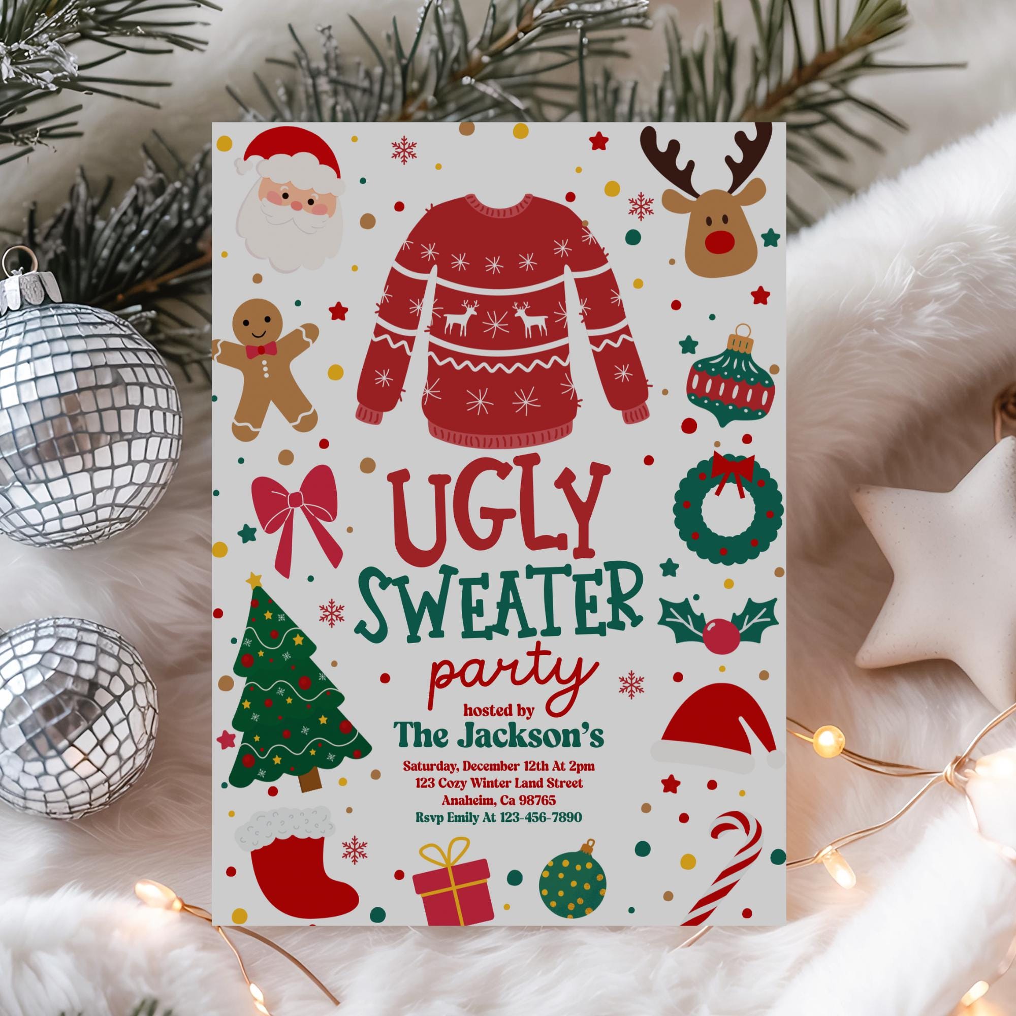 Ugly Sweater Party Invitation Christmas Party Invite Digital Holiday ...