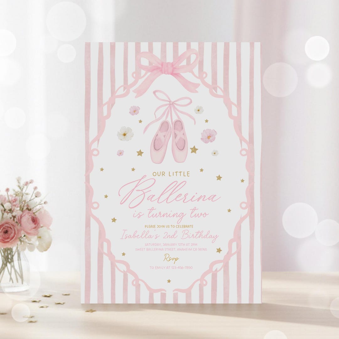 Tutu Cute Ballet Birthday Invitation Template Ballerina Pink Party ...