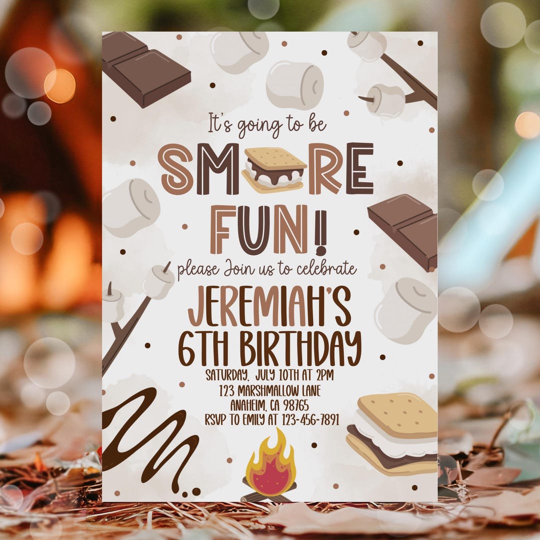 S'mores Birthday Invitation, Backyard Camping Smore Fun With Friends ...