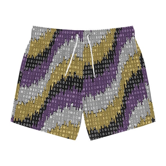 LGBTQ Pride Non-binary Code Swim Trunks | Etsy