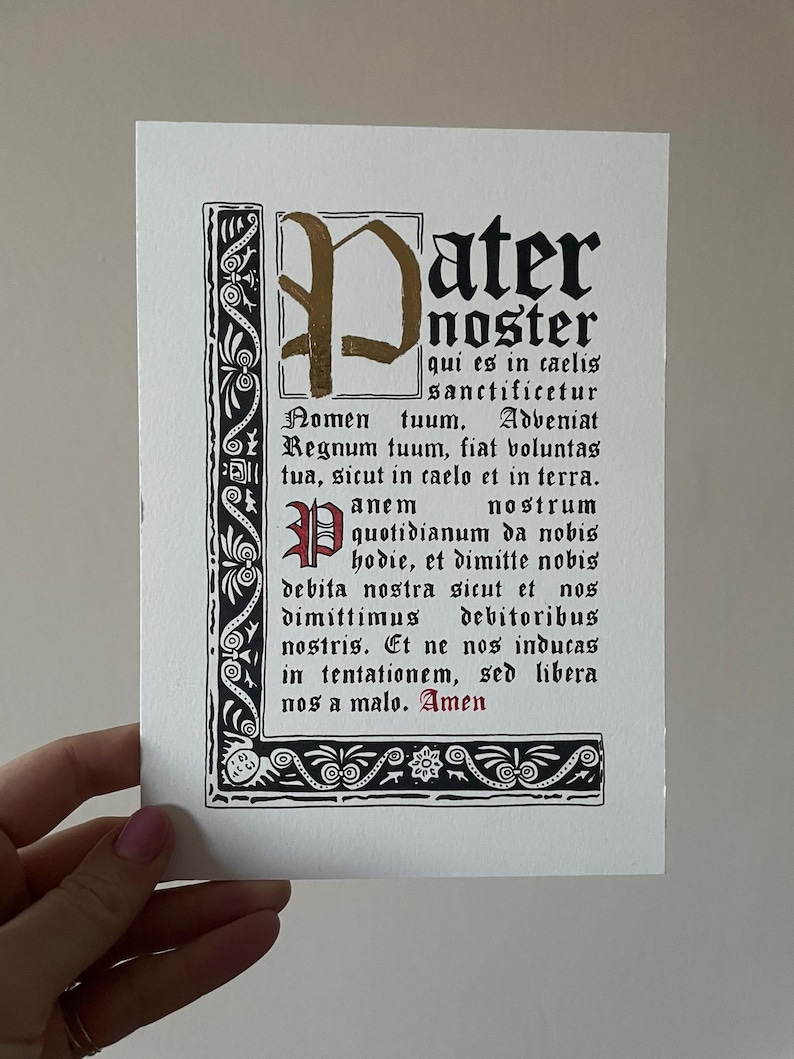 Hand-painted Pater Noster, Traditional Catholic Prayer Art, Catholic ...