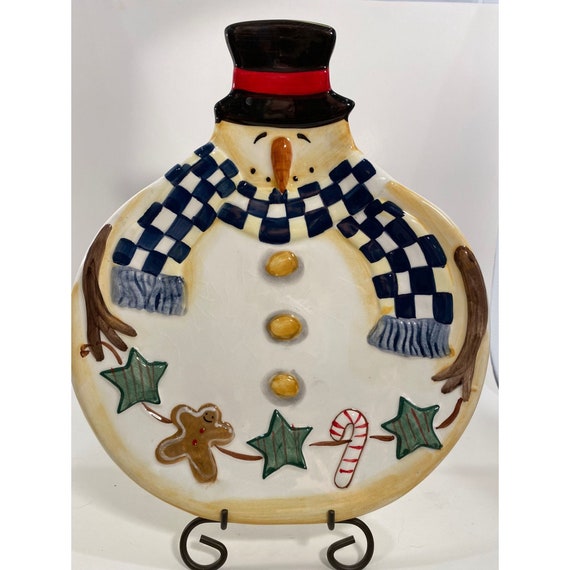 Snowman Platter/plate Designed by Becca Barton Certified | Etsy