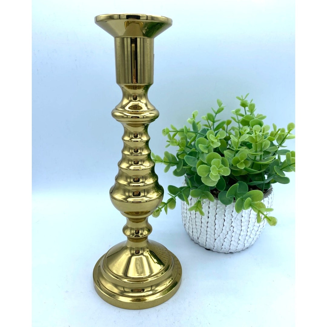 Brass Heavy 10" Candlestick /candle Holder /signed Vintage - Etsy