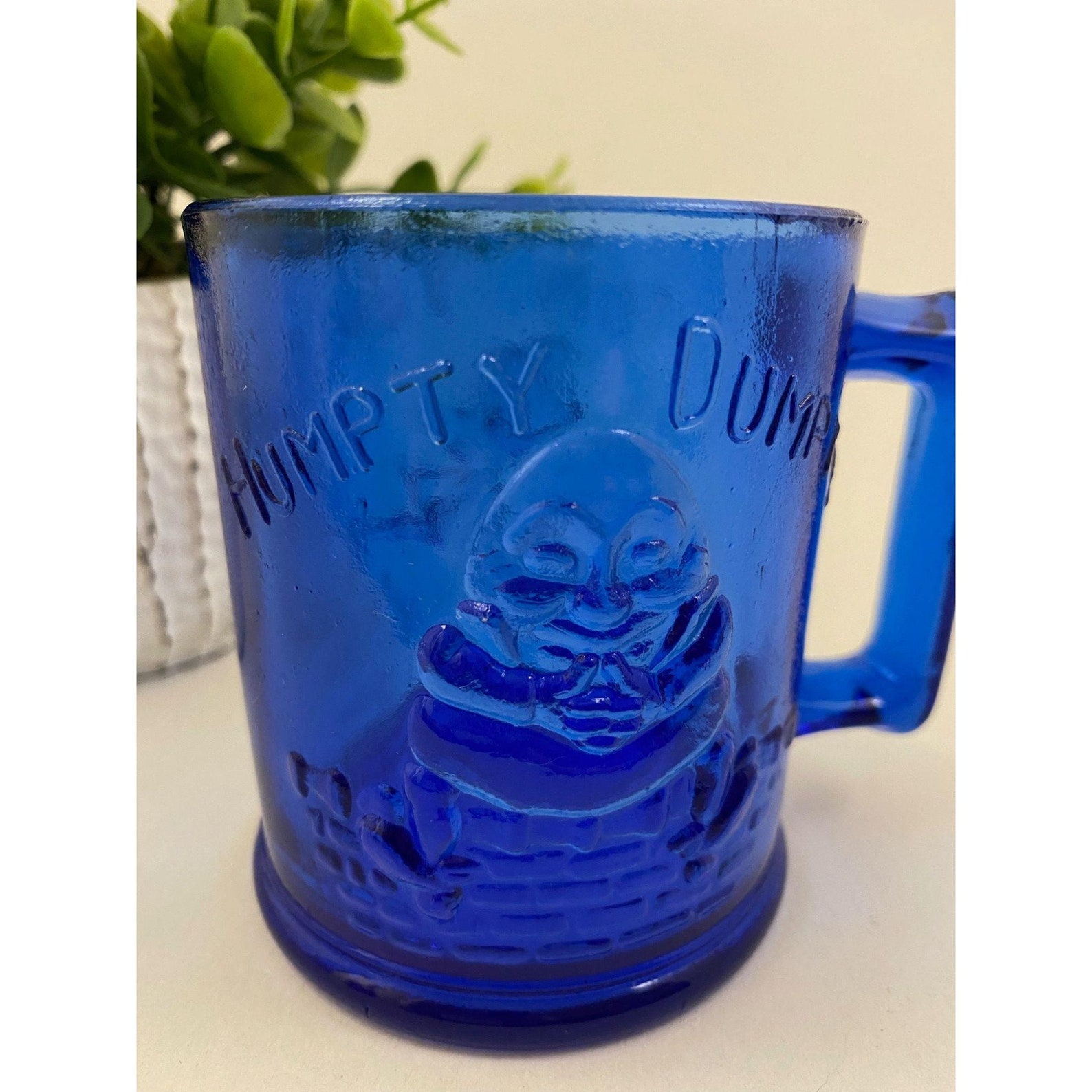 Humpty Dumpty/tom/ Cobalt Blue Glass Mug/child's Nursery Rhymes/vintage ...