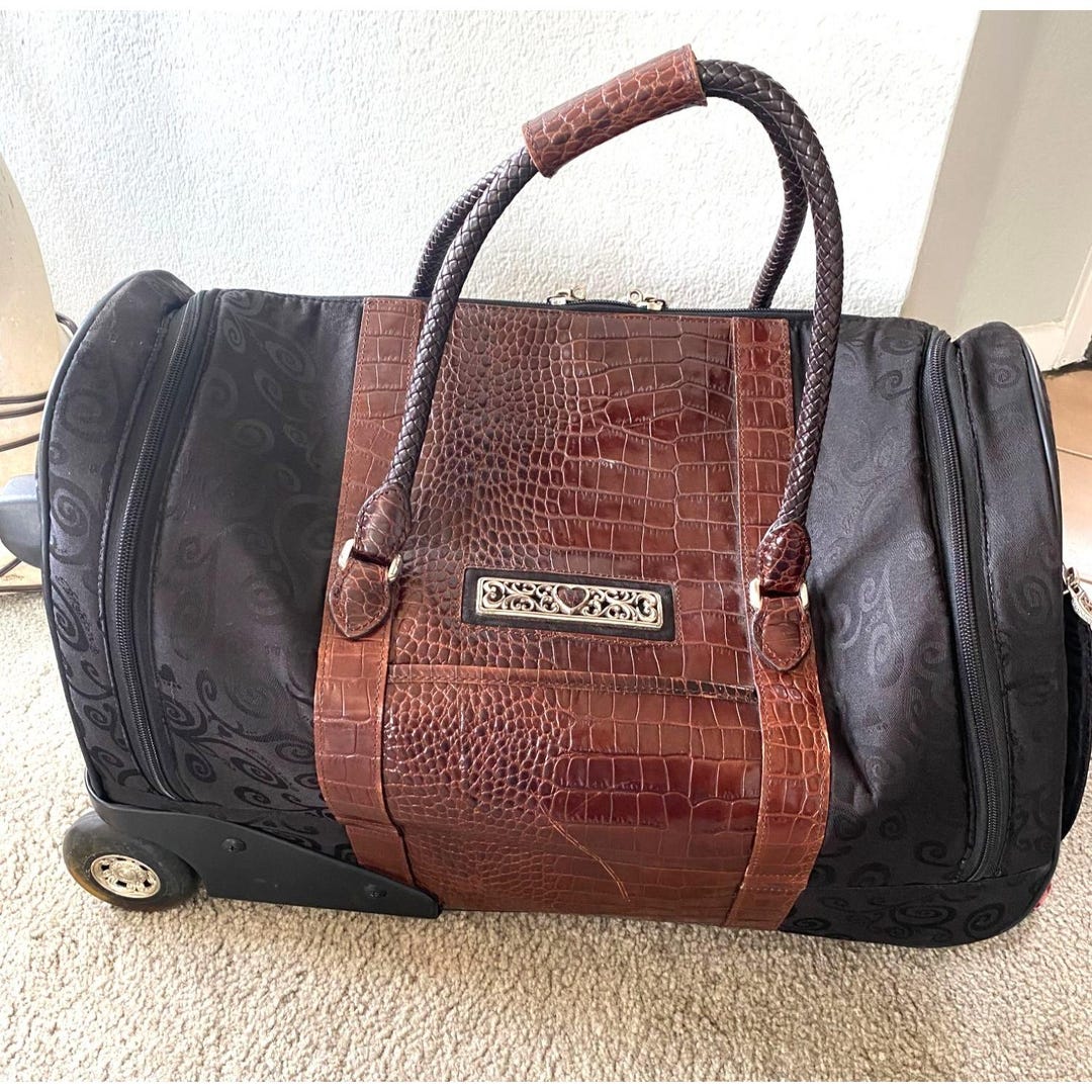 Brighton Travel Bag Carry on Rolling Duffel Weekender Brown Croc ...