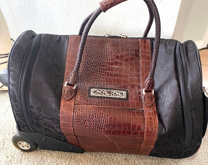 Brighton Travel Bag Carry on Rolling Duffel Weekender Brown Croc ...