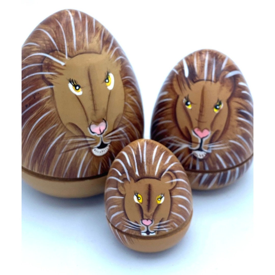 Russian Matryoshka Nesting Dolls King of the Jungle Lions Hand Painted ...