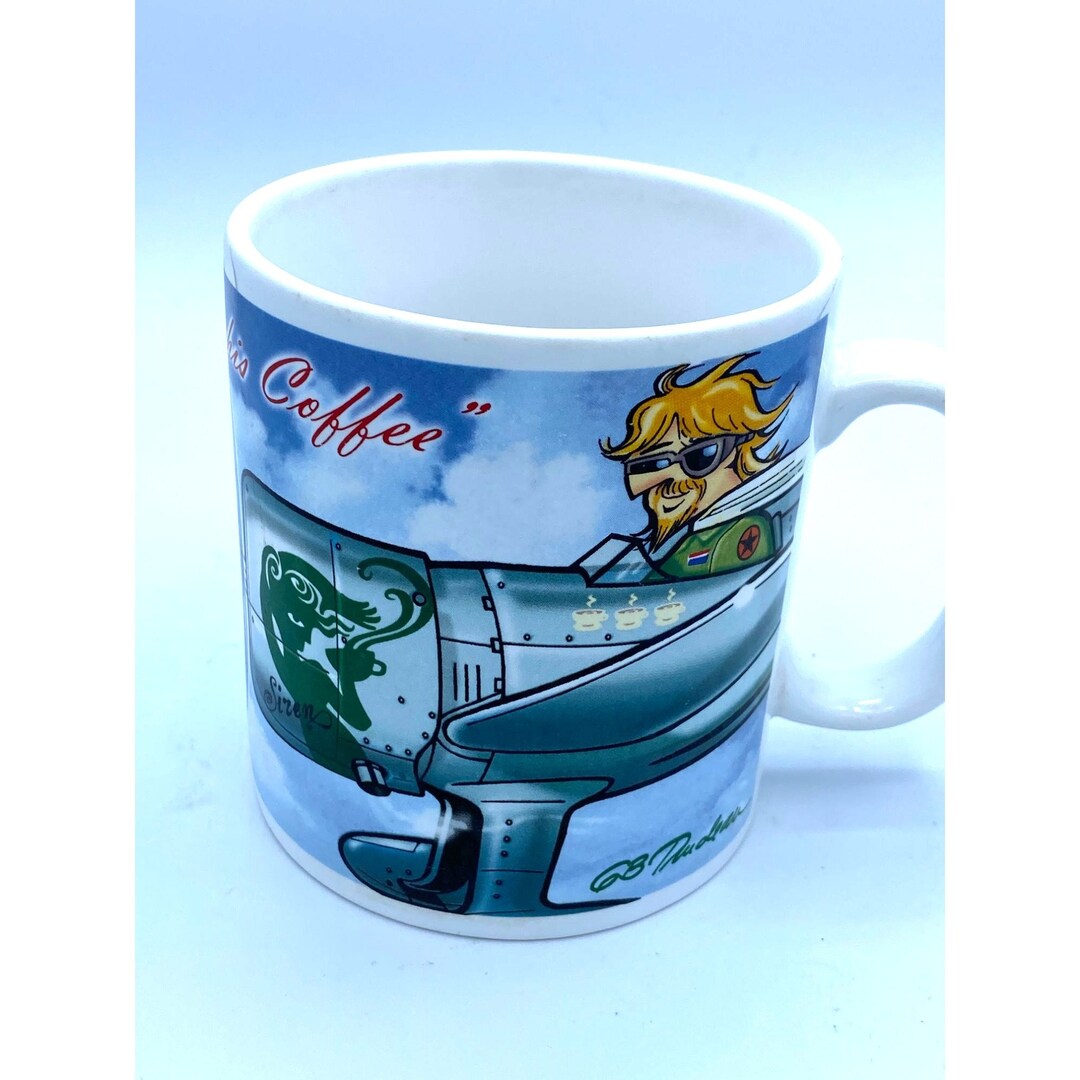 Vintage Starbucks Mug 1999 Garry Trudeau Pilot Airplane "clouds in His ...