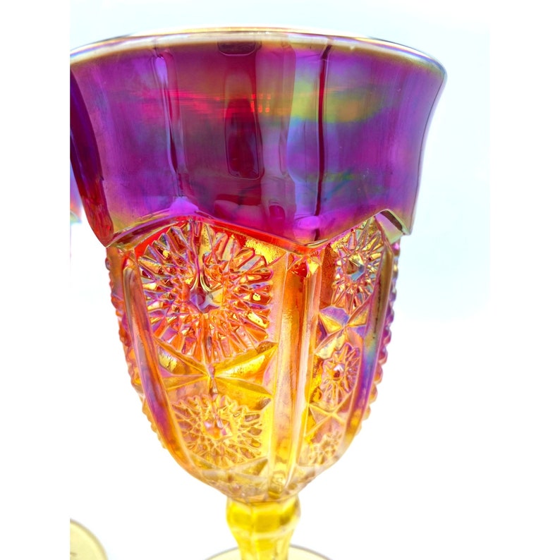 Carnival Glass Amberina Monarch Carnival Pattern by Tiara Water Goblet ...