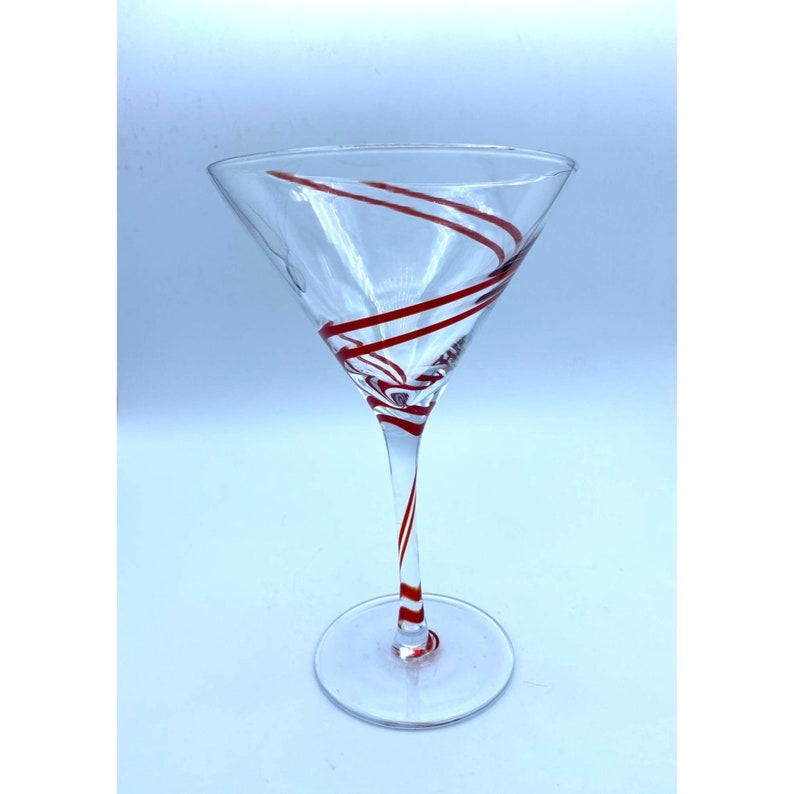 Pier One Red Spiral Swirl Thin Lined Martini Glass/dessert/single ...