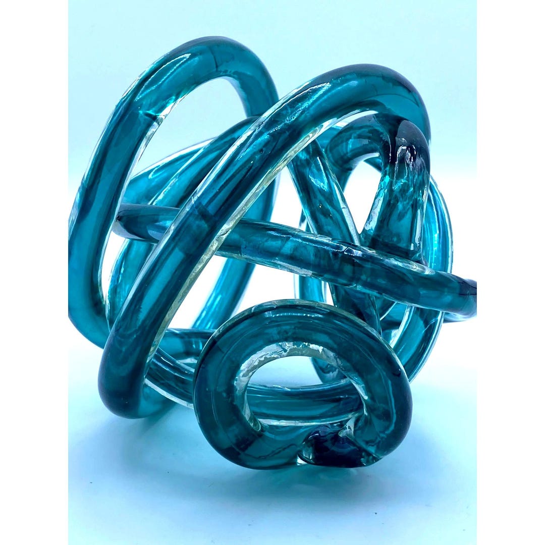 Torre & Tagus Orbit Glass Teal Infiniti Ball Rope Hand Blown Decor - Etsy