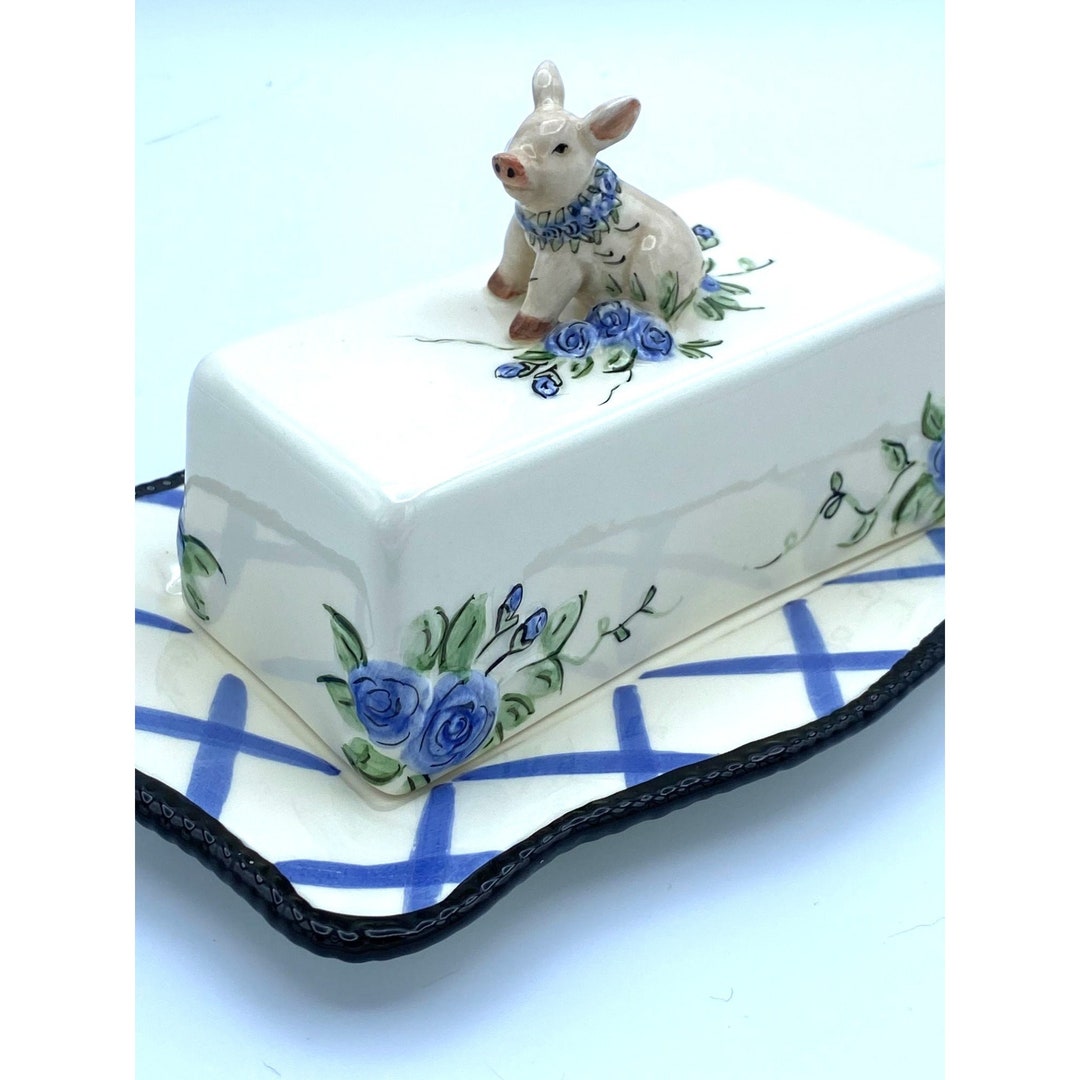 Blue Sky Elizabeth Pahle Pig Butter Dish - Etsy