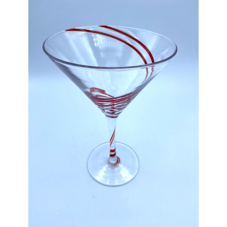 Pier One Red Spiral Swirl Thin Lined Martini Glass/dessert/single ...
