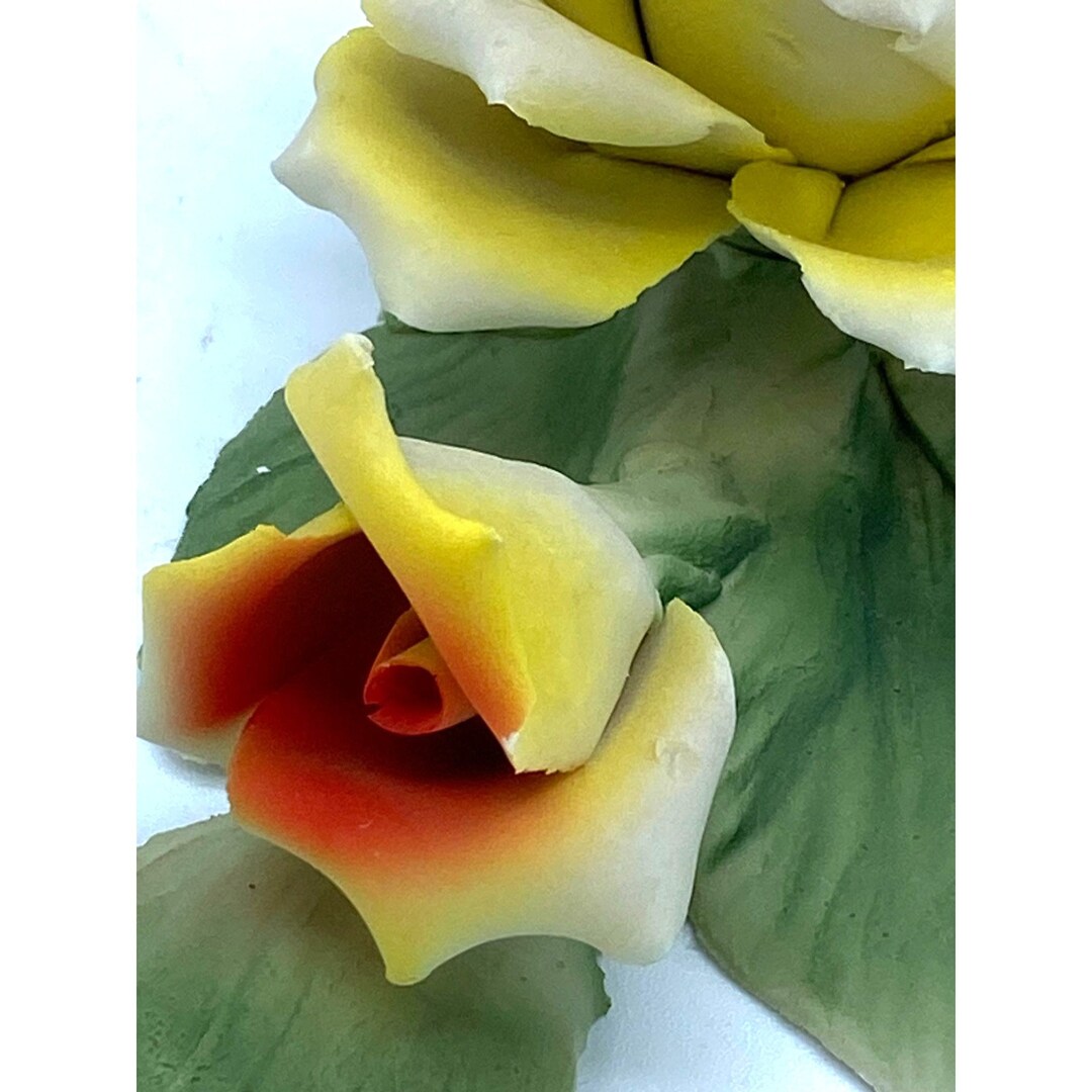 Capodimonte Rose on Leaf With Bud Yellow Touch of Orange /italy Home ...
