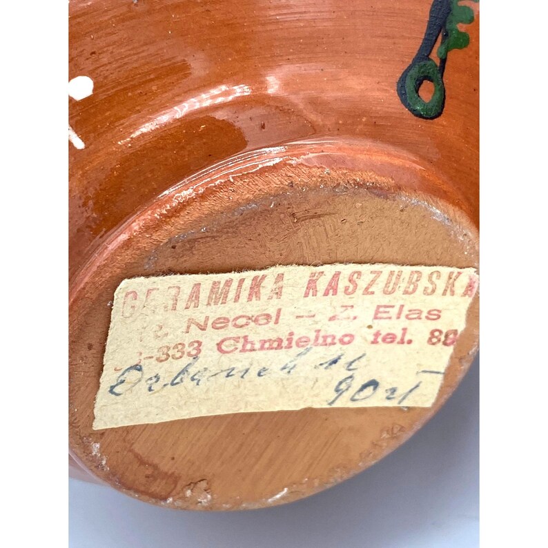 Ceramika Kazsvbska Clay Pottery Handpainted Pitcher Vase 7 In. Poland ...