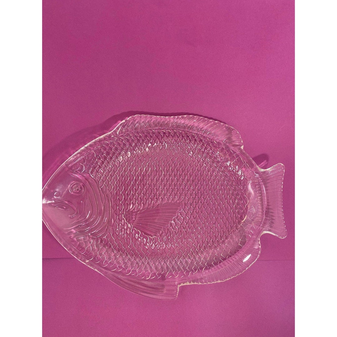 Fish Clear Glass Serving Plate/tray/horderves/vintage - Etsy