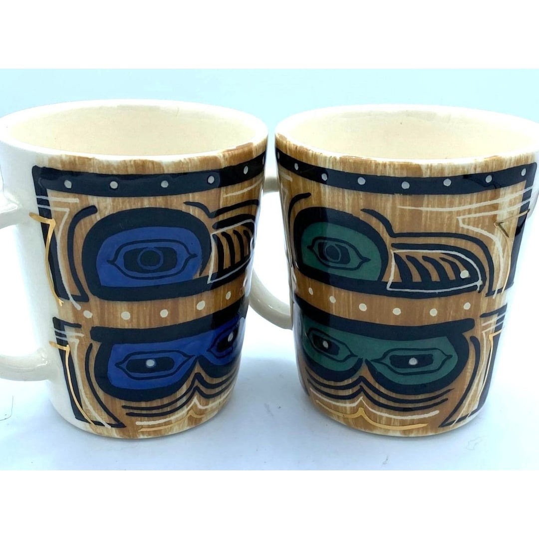 Alaskan Artist Mathew Adams Totem Pole Coffee Mugs /set 2 - Etsy