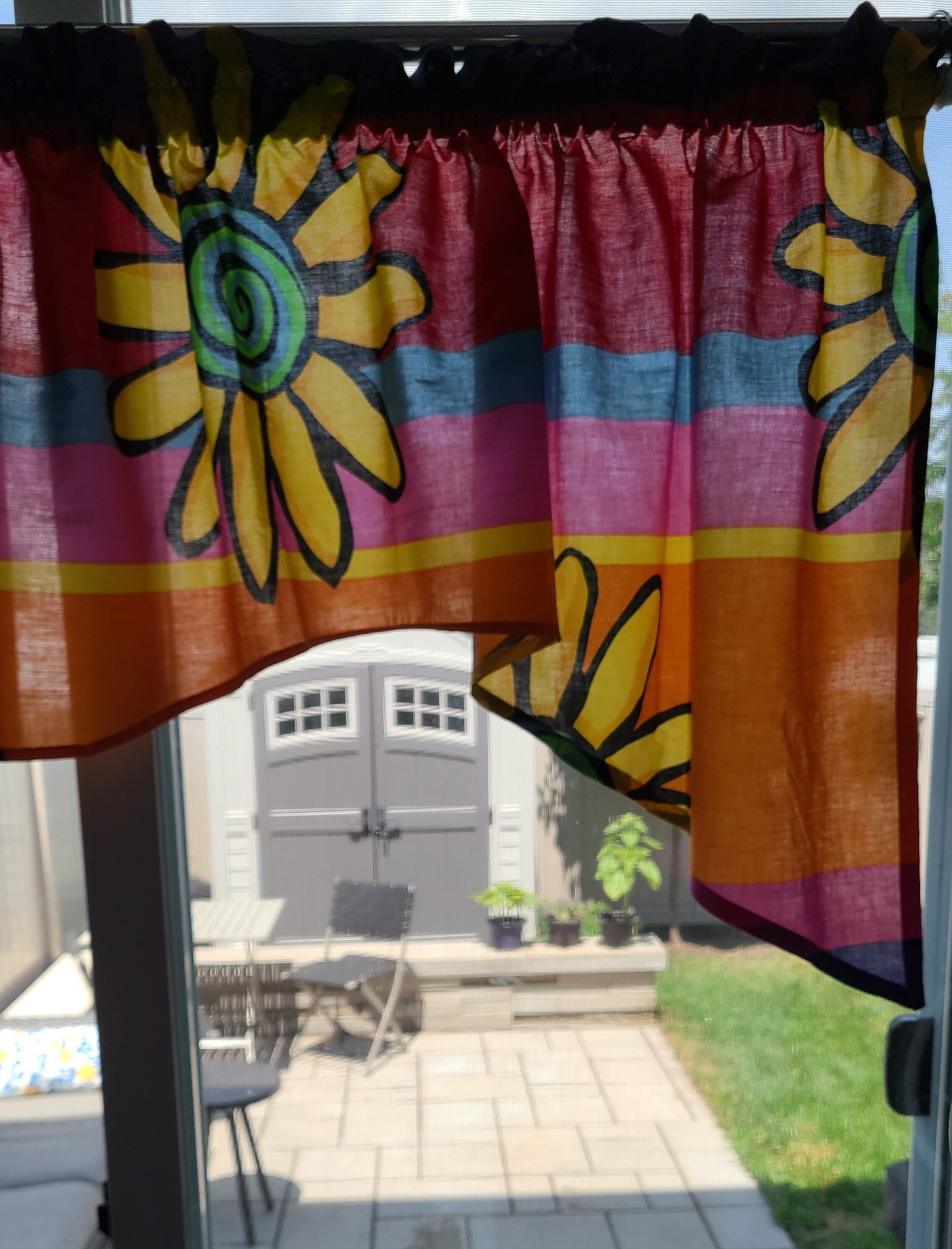 Vintage Bright Colored Window Valance, Door Valance, Patio Door Valance ...