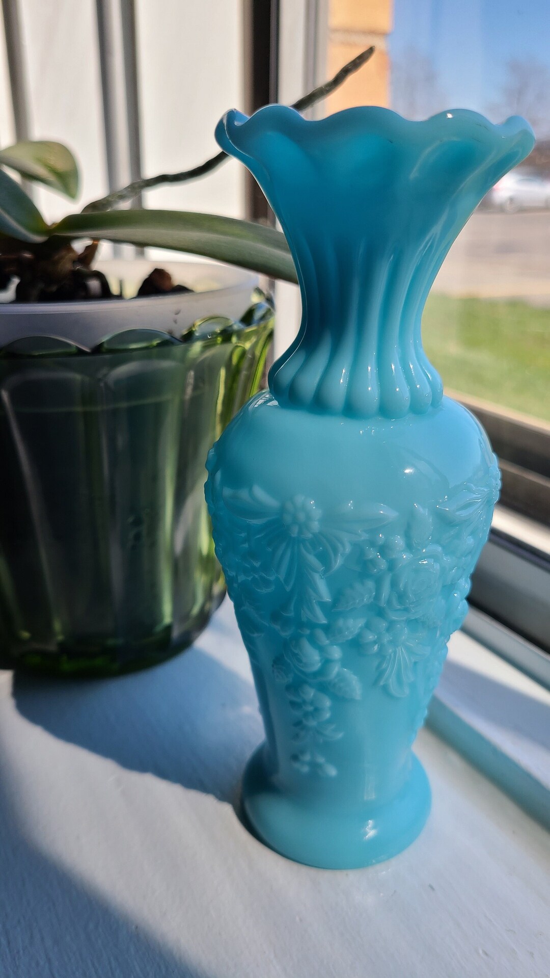 Portieux Vallerysthal Blue Milk Glass Antique Mini Vase - Blue Opaline Milk Glass - Etsy