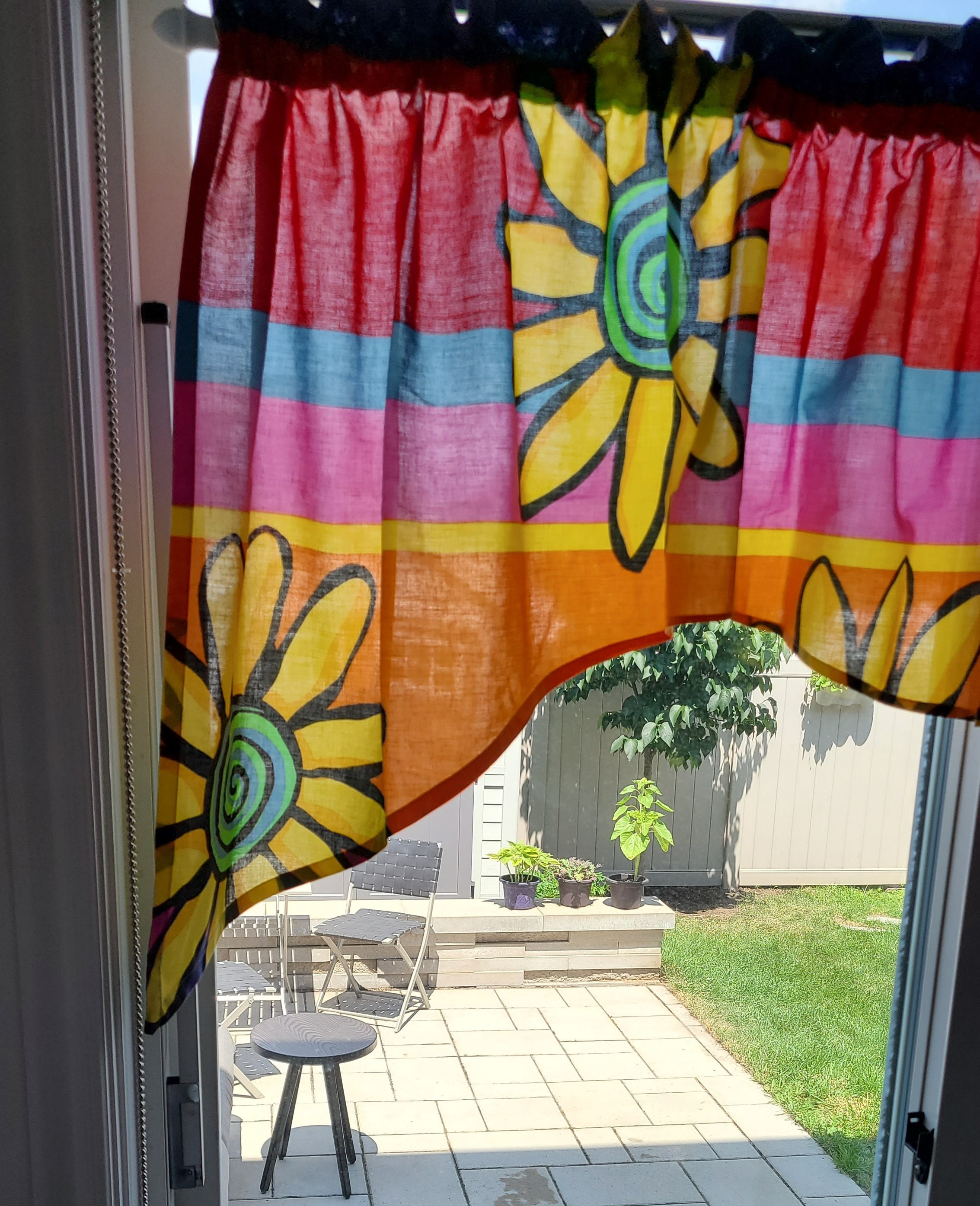 Vintage Bright Colored Window Valance, Door Valance, Patio Door Valance ...