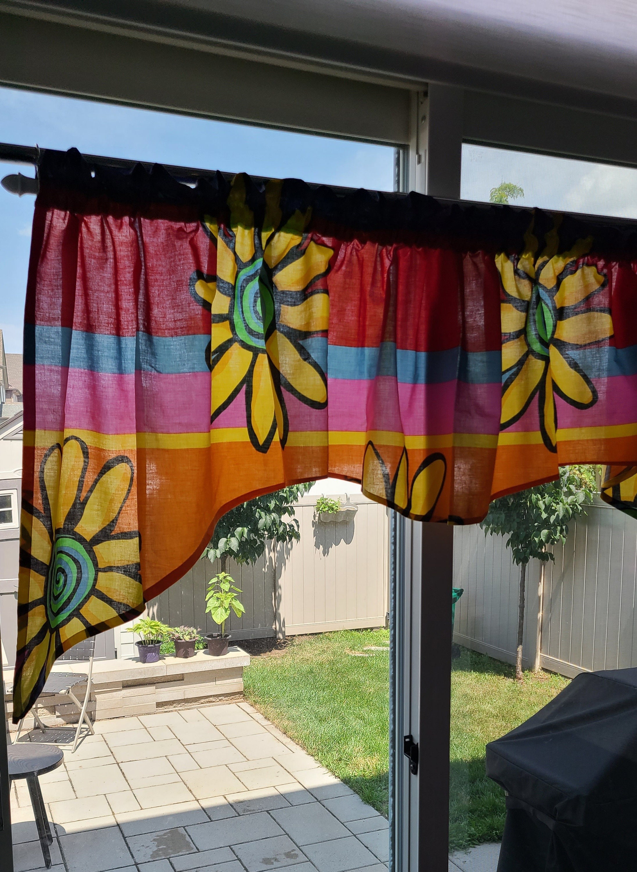 Vintage Bright Colored Window Valance, Door Valance, Patio Door Valance ...