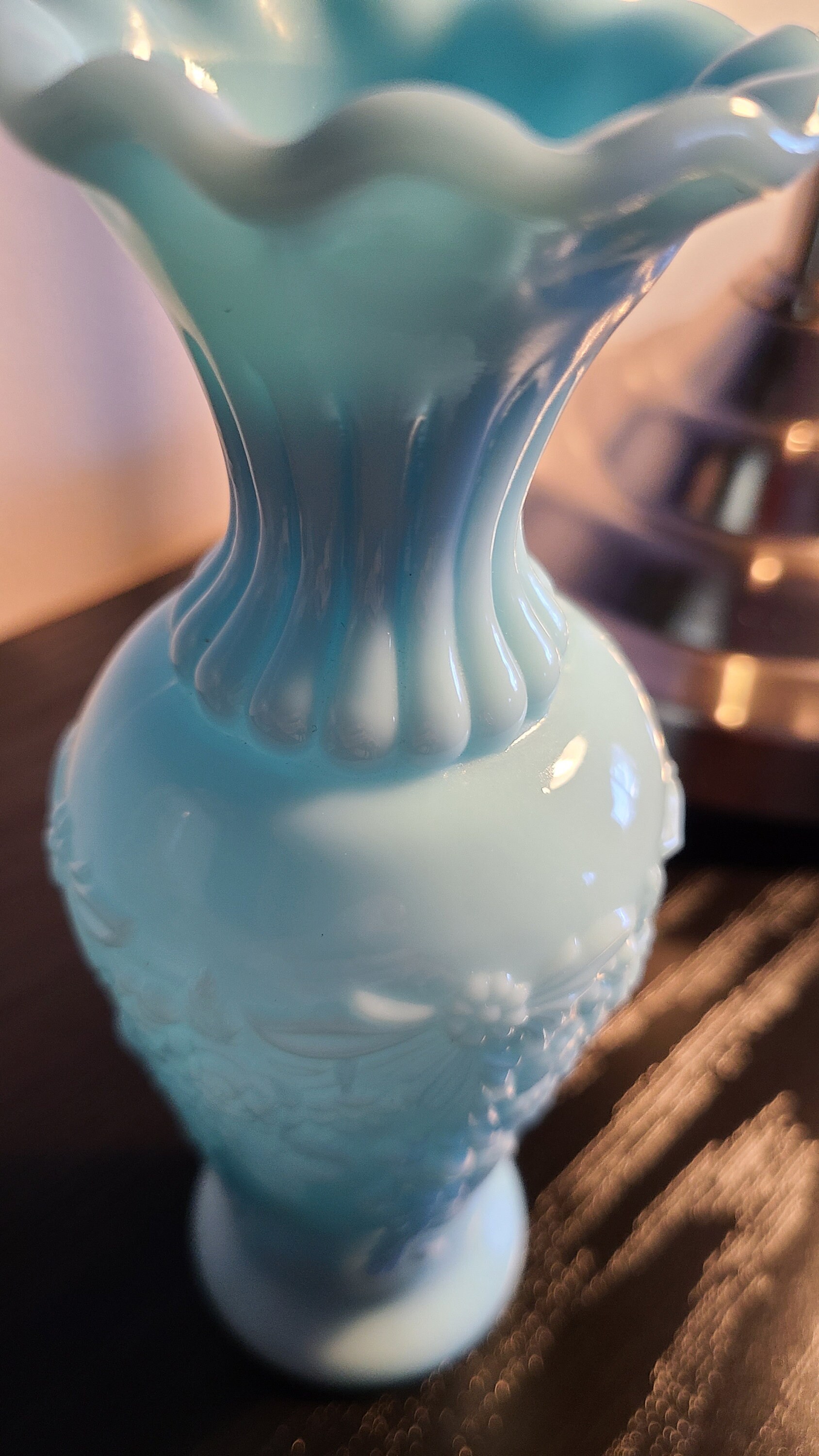 Portieux Vallerysthal Blue Milk Glass Antique Mini Vase Blue Opaline Milk Glass - Etsy