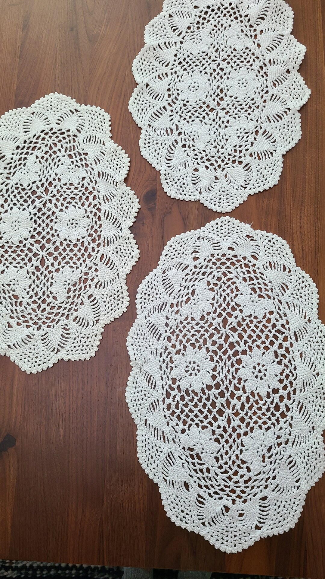 Vintage Set of 3 Matching Oblong Crocheted Doilies - Etsy