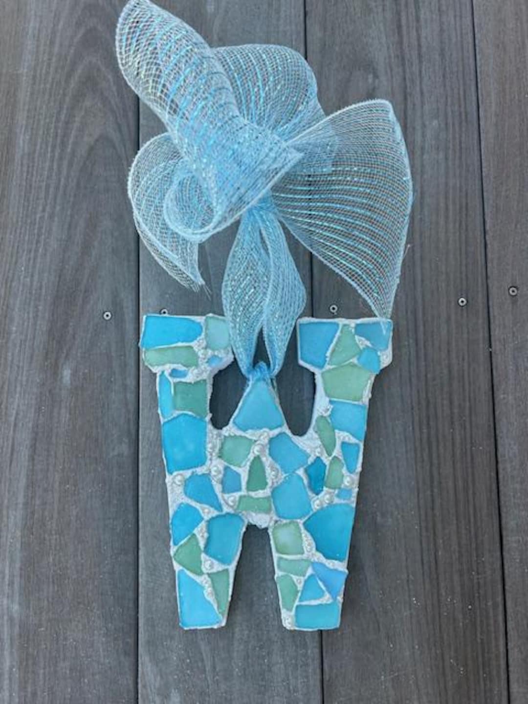 Sea Glass Letters, Initial Wall Art, Glass Wall Hanging, Letter Wall ...