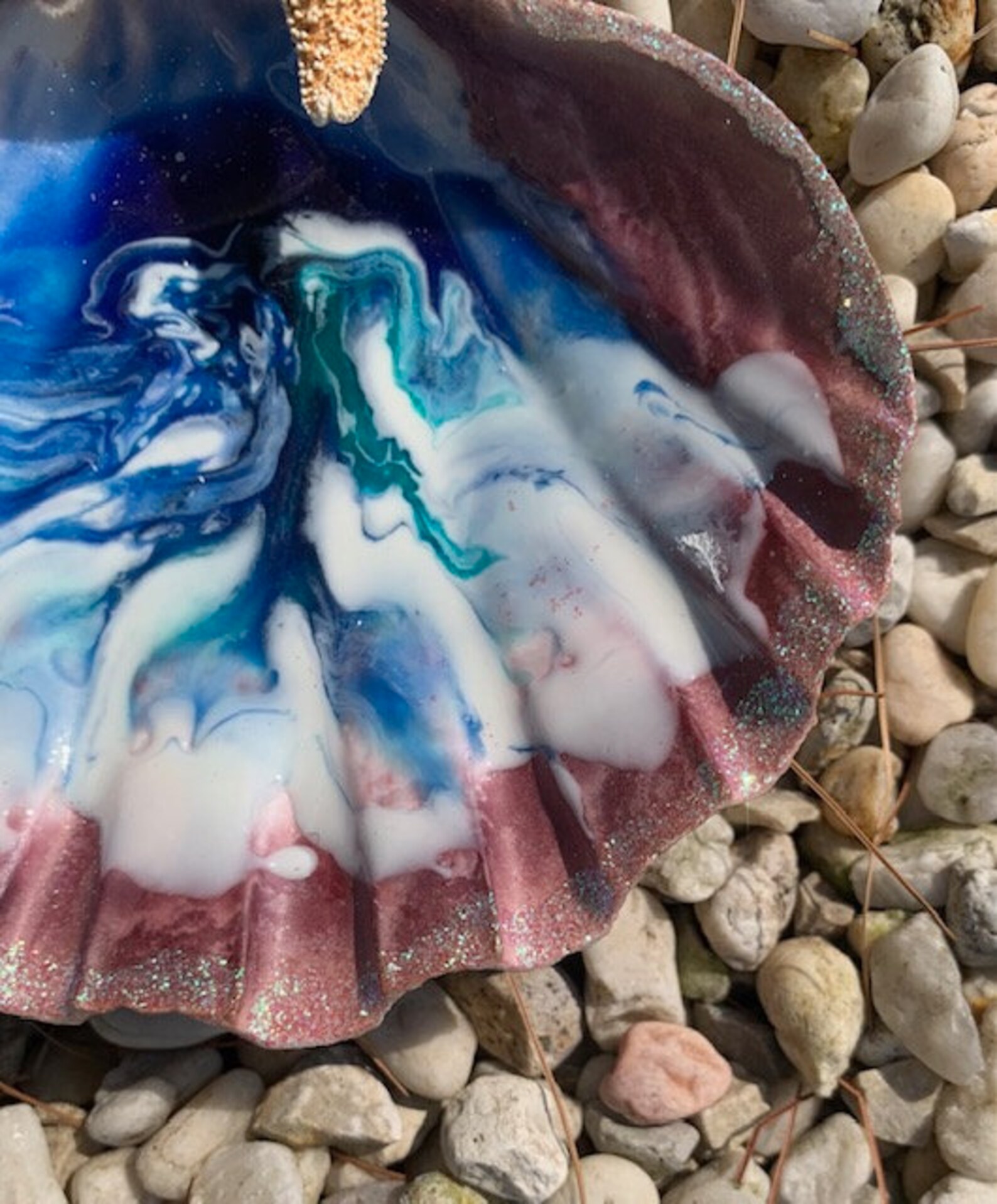 Jewelry Holder, Ring Dish, Sea Shell Trinket Tray, Resin Ring Dish ...