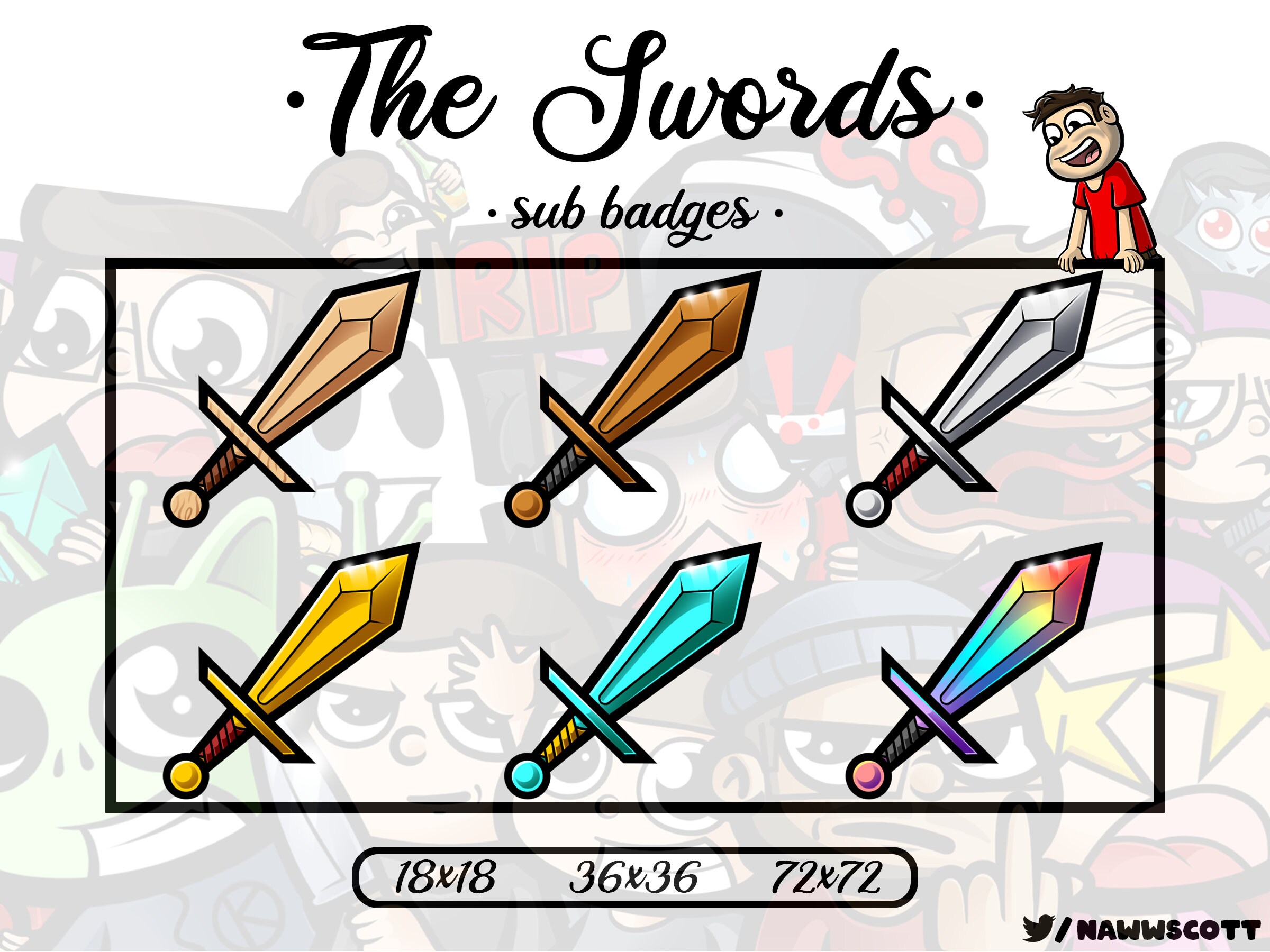 The Swords - 6 Twitch Sub Badges / Cheer Bit Badges - Etsy