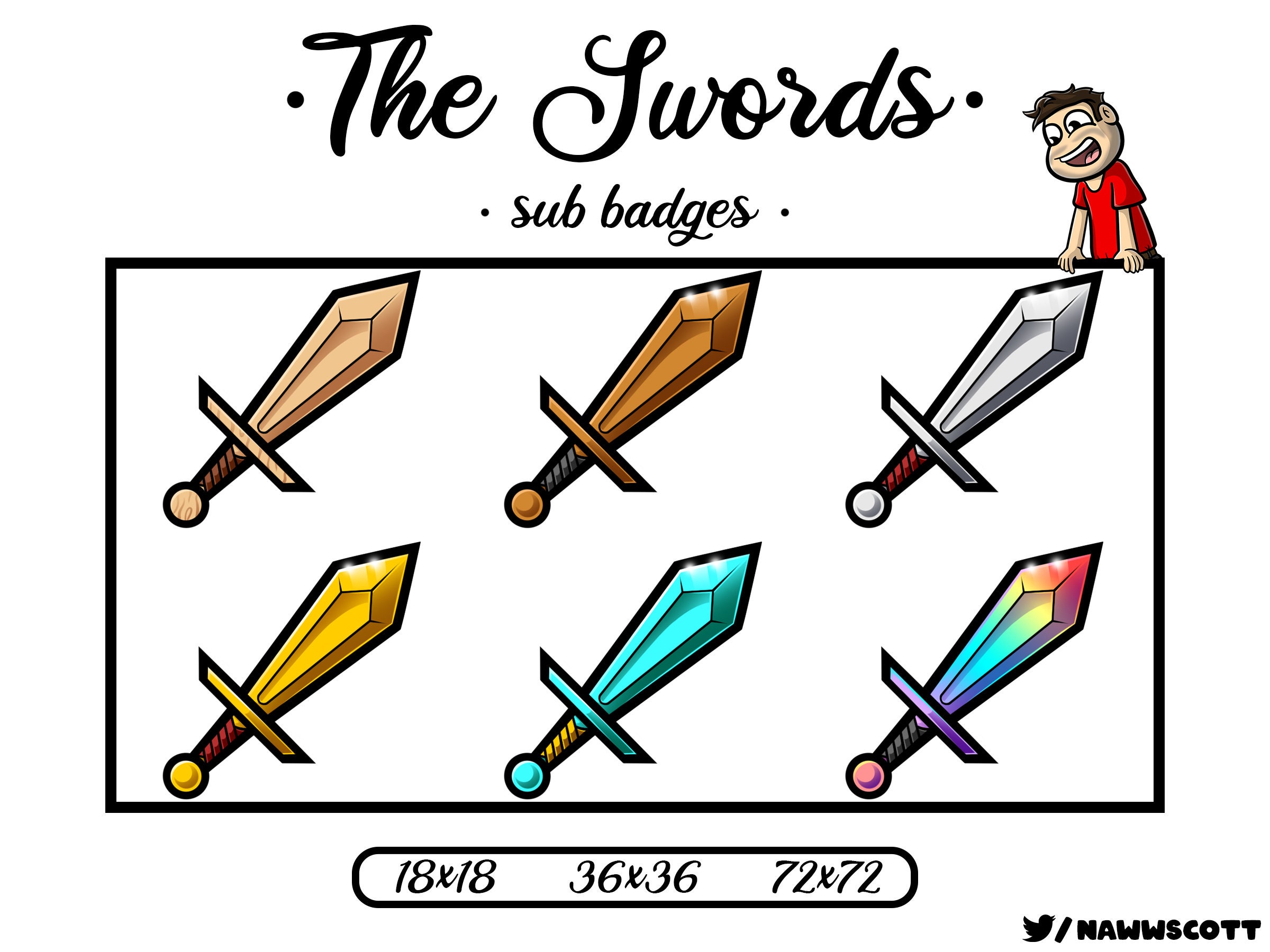The Swords 6 Twitch Sub Badges / Cheer Bit Badges | Etsy
