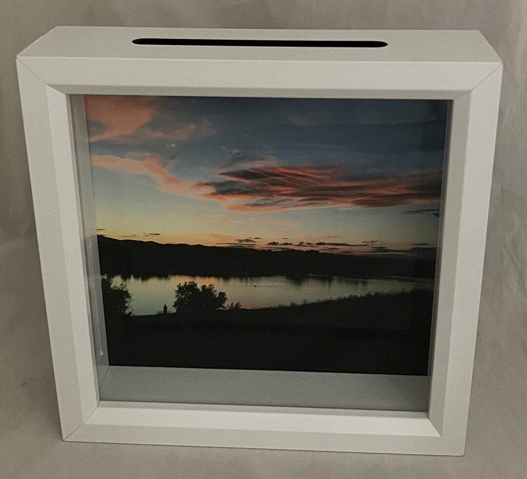 Lake View Sunset 8x8 Shadow Box With Slot on Top. Save Money for Future ...